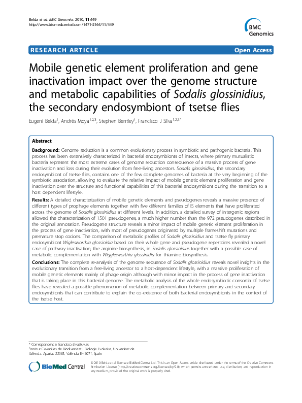 (PDF) Mobile genetic element proliferation and gene inactivation impact ...