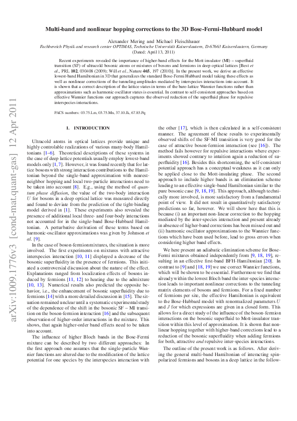 (PDF) Multiband and nonlinear hopping corrections to the 1D Bose-Fermi ...