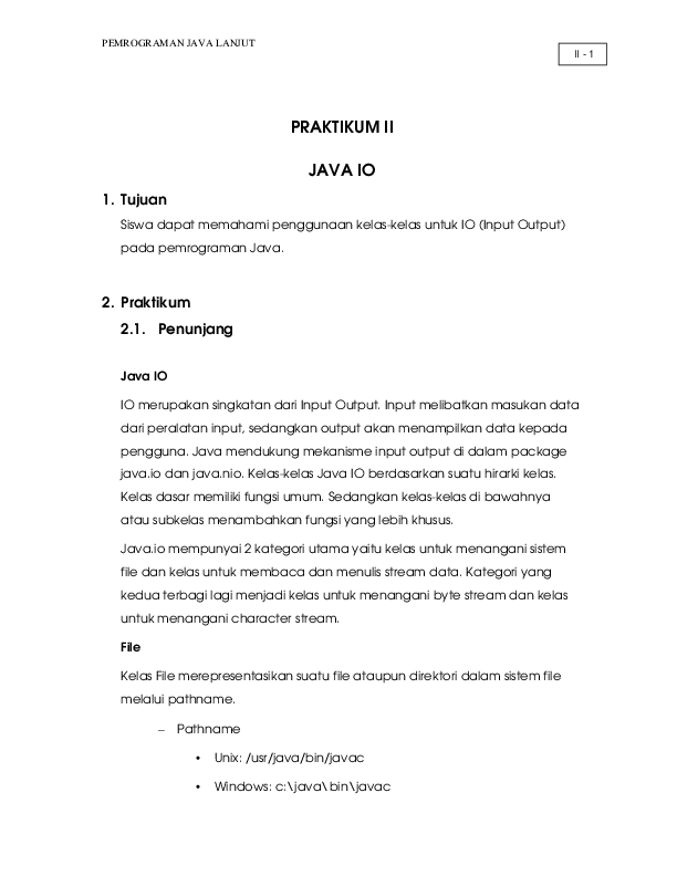 (PDF) PEMROGRAMAN JAVA LANJUT