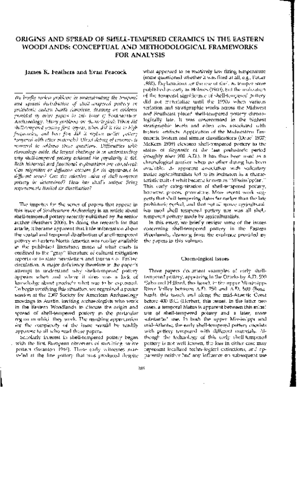 (PDF) Feathers and Peacock 2008 The Origins and Spread of Shell ...