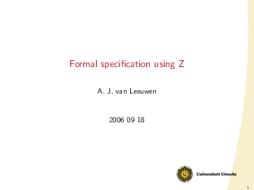 (PDF) Formal specification using Z