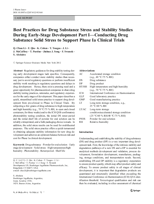 (PDF) Best Practices for Drug Substance Stress and Stability Studies ...