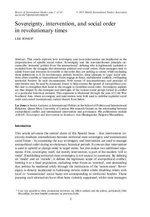 (PDF) Sovereignty, Social Order, and Intervention in Revolutionary Times