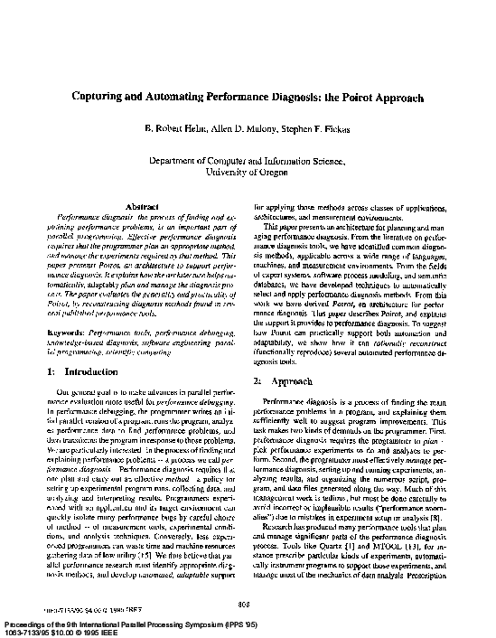 (PDF) Capturing and automating performance diagnosis: the Poirot ...