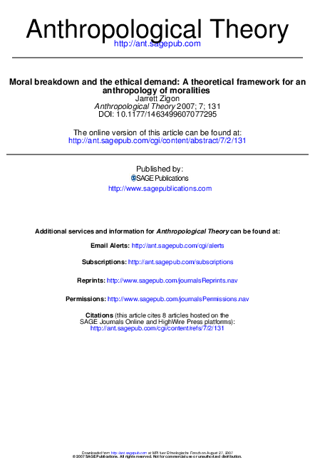 (PDF) Moral breakdown and the ethical demand: A theoretical framework ...