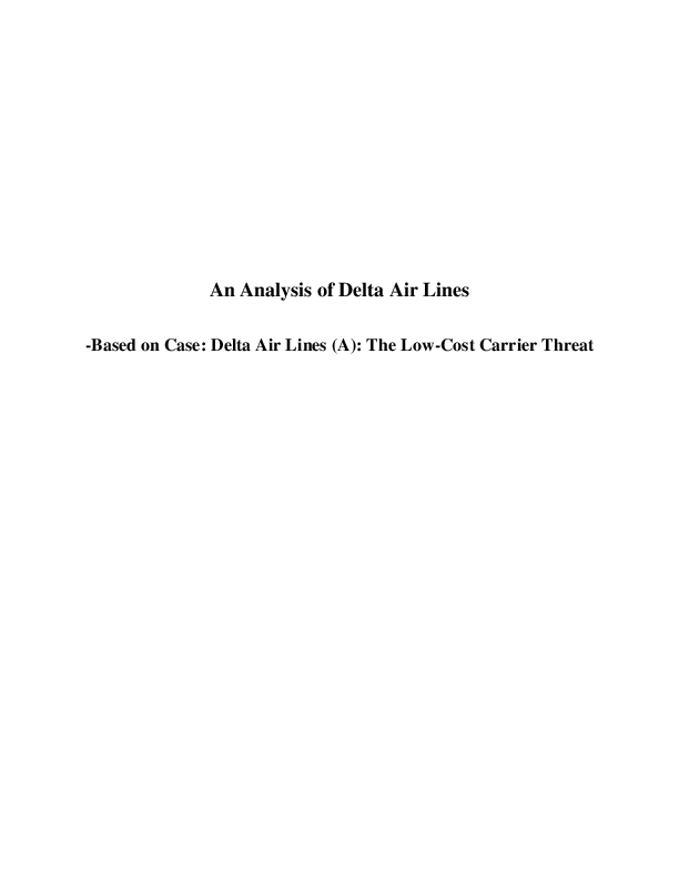 (DOC) An Analysis of Delta Air Lines -Based on Case: Delta Air Lines (A ...