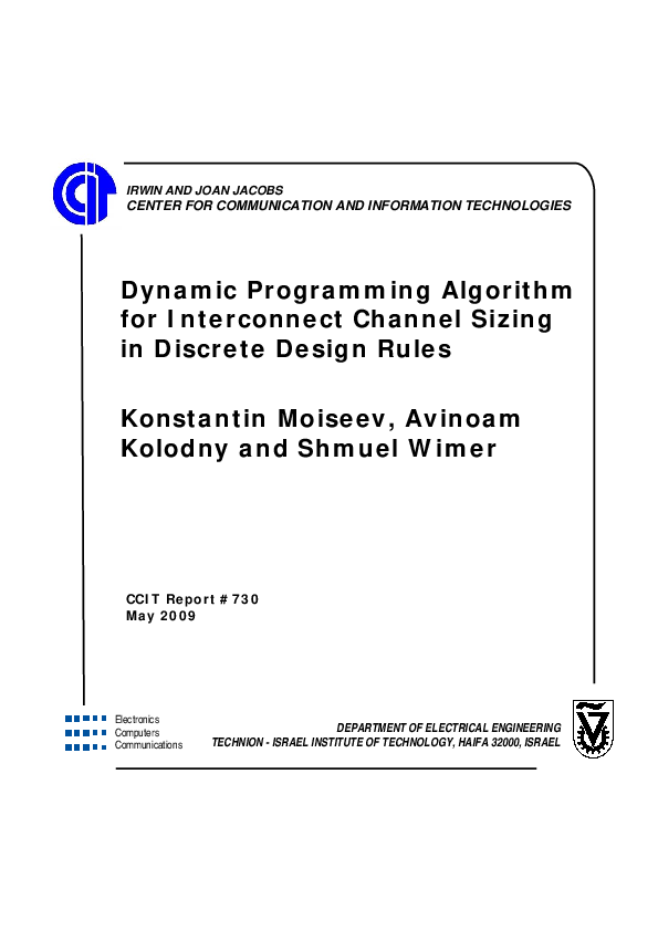 (PDF) Dynamic Programming Algorithm for Interconnect Channel Sizing in Discrete Design Rules