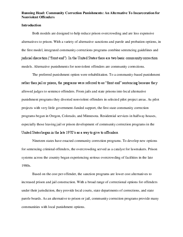 (DOC) Community Corrections Punishment