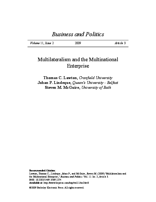 (PDF) Multilateralism and the Multinational Enterprise