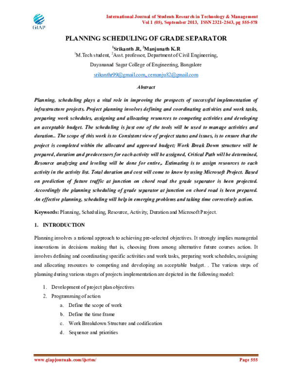 (PDF) 8. PLANNING SCHEDULING OF GRADE SEPARATOR