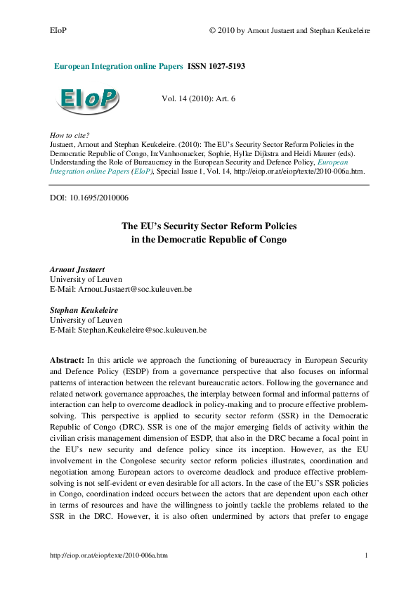 (PDF) The EU’s Security Sector Reform Policies in the Democratic ...