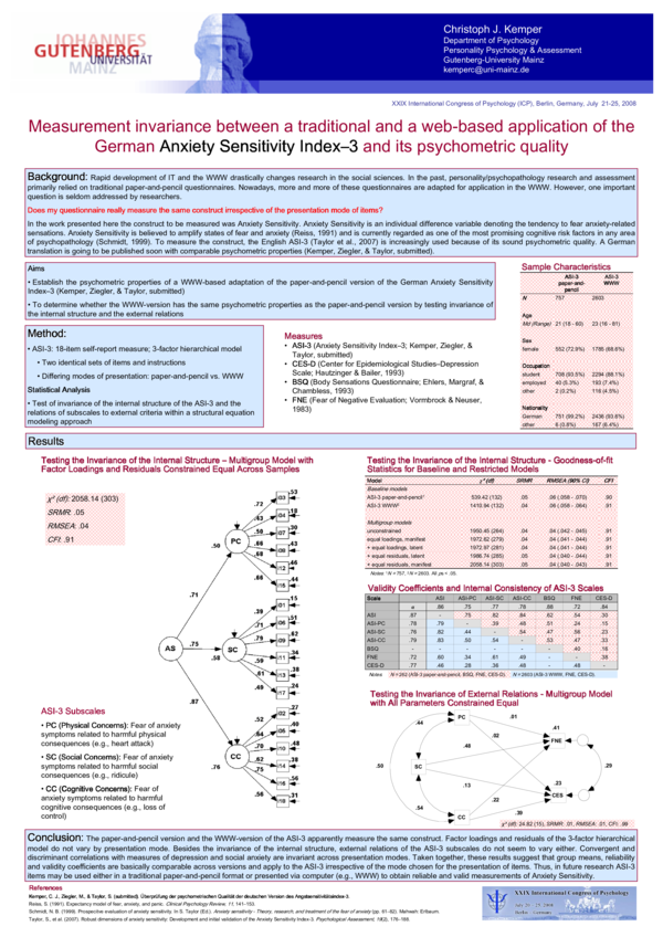 (PDF) Measurement invariance between a traditional and a web-based ...