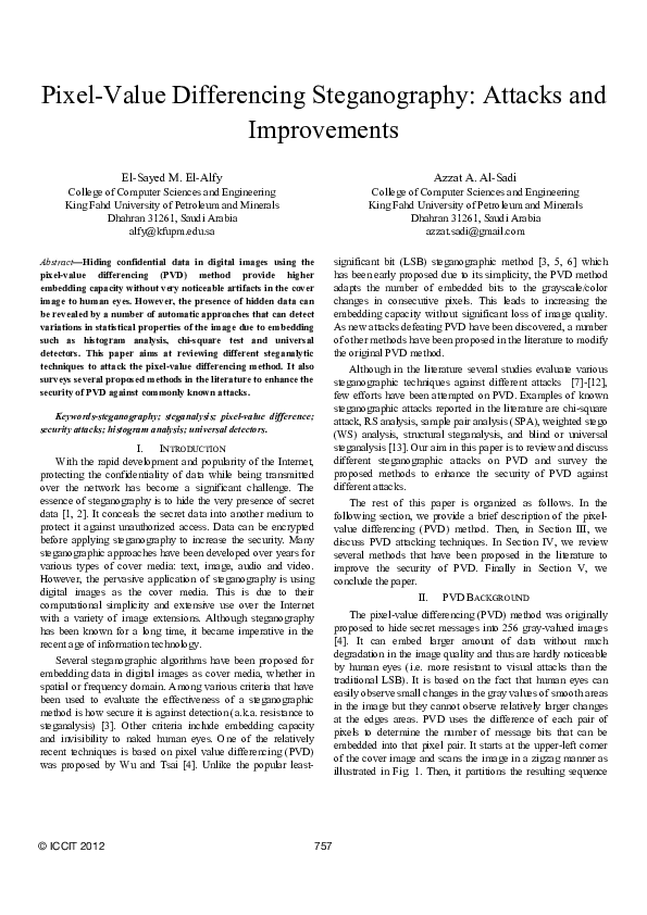 (PDF) Pixel value differencing