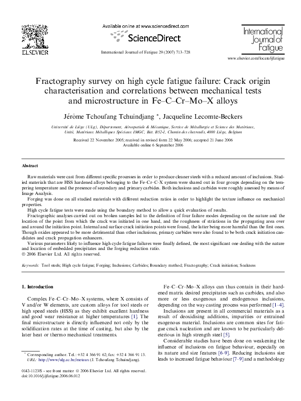 (PDF) Fractography survey on high cycle fatigue failure: Crack origin ...