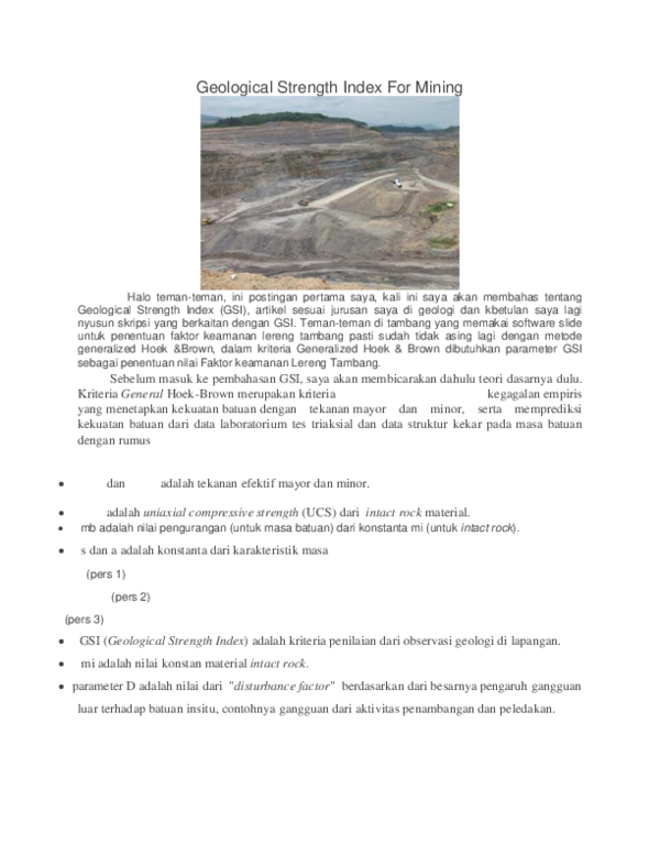 (DOC) Geological Strength Index For Mining