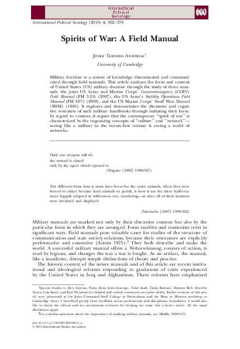 Spirits of War: A Field Manual