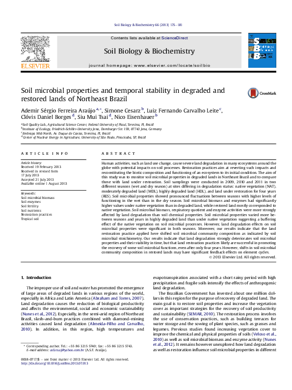 (PDF) Soil microbial properties and temporal stability in degraded and restored lands of ...