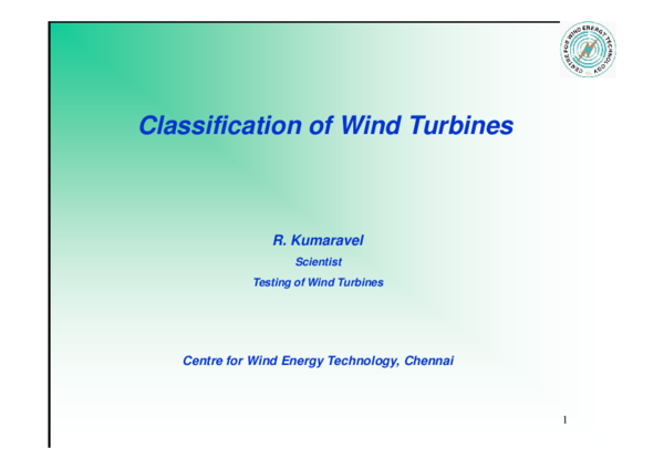 (PDF) Classification of Wind Turbines
