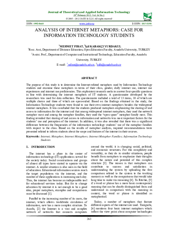 (PDF) Analysis of Internet Metaphors: Case for Information Technology ...
