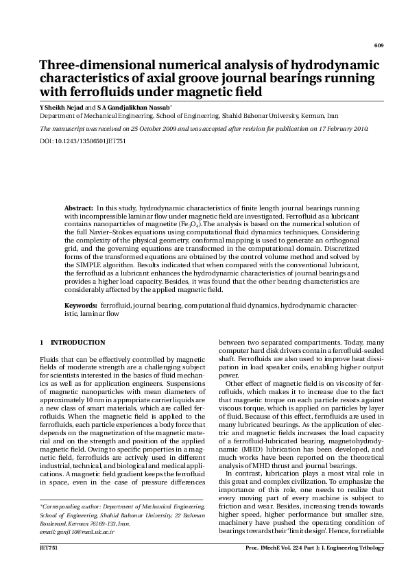 (PDF) Three-dimensional numerical analysis of hydrodynamic characteristics of axial groove ...