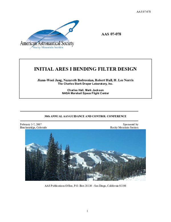 (PDF) Initial Ares I Bending Filter Design