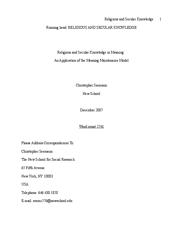 (DOC) Religious and secular knowledge in meaning: An application of the ...