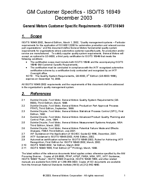(PDF) GM Customer Specifics -ISO/TS 16949 General Motors Customer ...