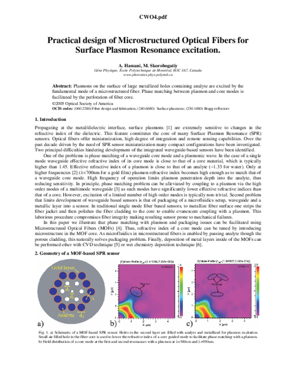 (PDF) Practical design of Microstructured Optical Fibers for Surface ...