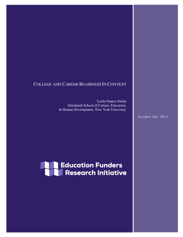 (PDF) COLLEGE AND CAREER READINESS IN CONTEXT