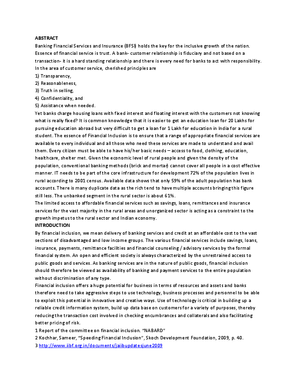 (DOC) ABSTRACT Banking Financial Services and Insurance