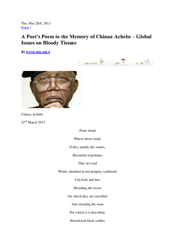 (DOC) A Poet's Poem-Tribute to Chinua Achebe