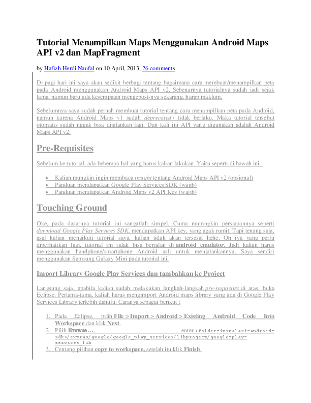 (DOC) Tutorial Menampilkan Maps Menggunakan Android Maps