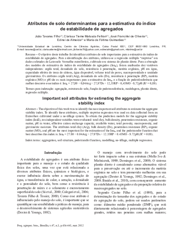 (PDF) Atributos do solo determinantes