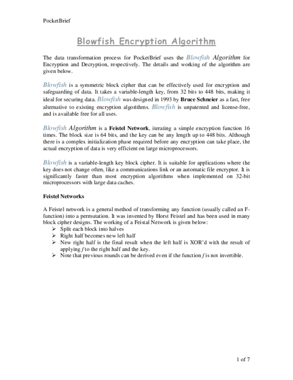(PDF) Blowfish Encryption