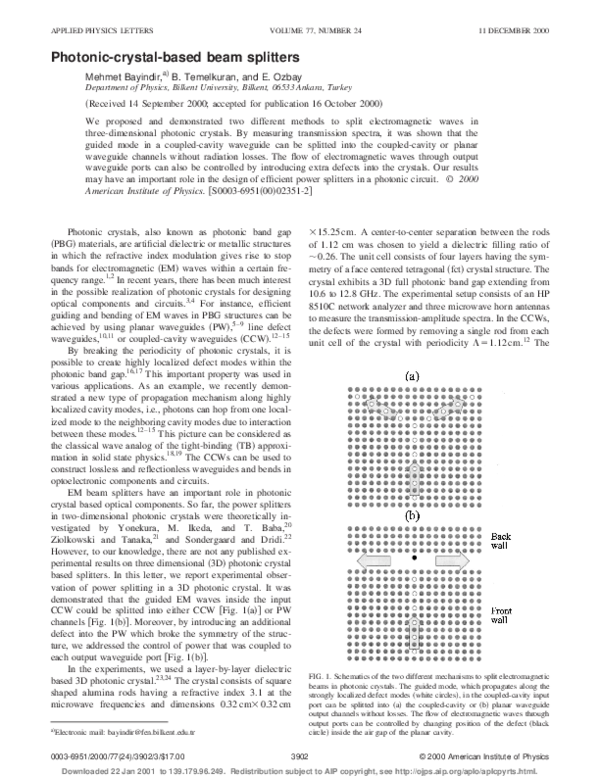 (PDF) Photonic-crystal-based beam splitters