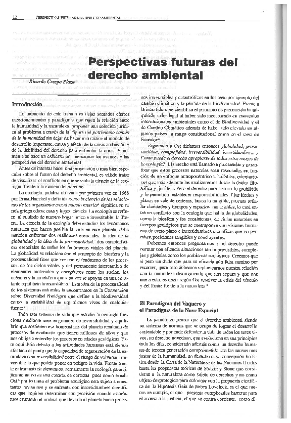 (PDF) Perspectivas futuras del Derecho Ambiental