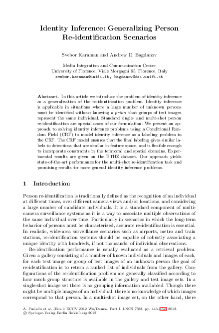 (PDF) Identity inference: generalizing person re-identification scenarios