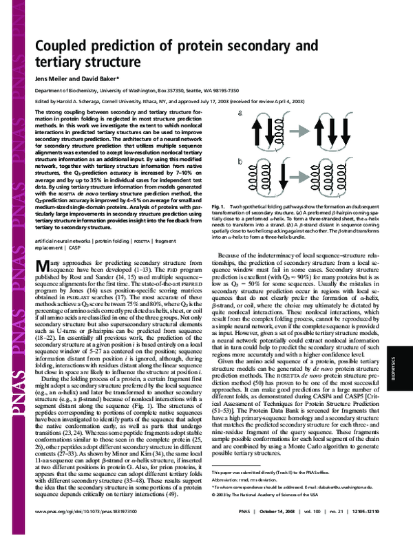 (PDF) Coupled prediction of protein secondary and tertiary structure