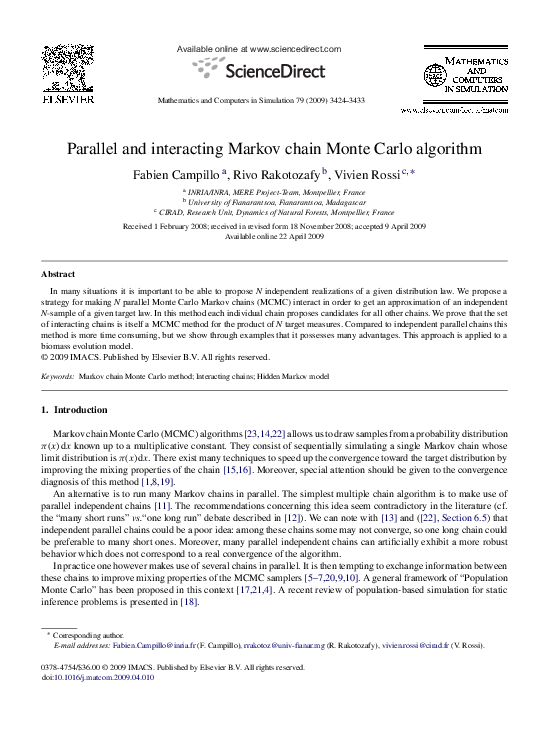 (PDF) Parallel and interacting Markov chain Monte Carlo algorithm (PDF) Parallel and interacting Markov chain Monte Carlo algorithm