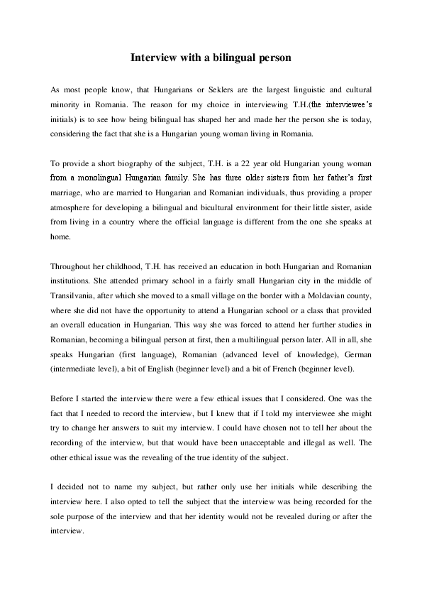 (DOC) Interview with a bilingual