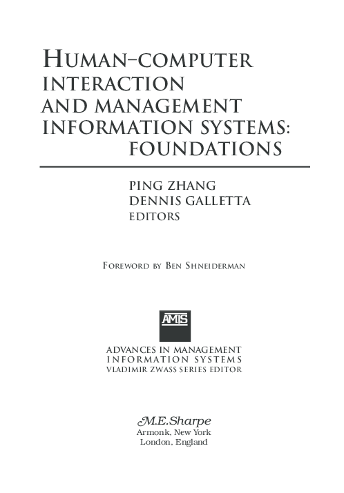 Pdf Human Computer Interaction And Management Information Systems Foundations 