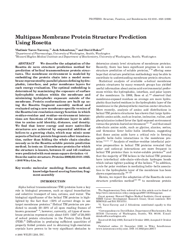 (PDF) Multipass Membrane Protein Structure Prediction Using Rosetta