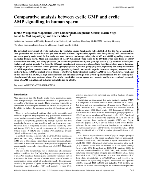 (PDF) Comparative analysis between cyclic GMP and cyclic AMP signalling ...