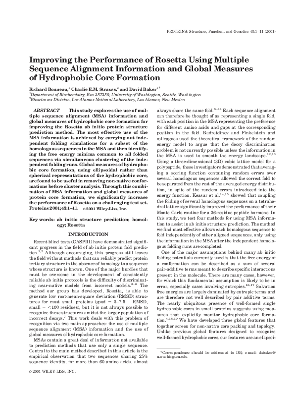 (PDF) Improving the performance of Rosetta using multiple sequence ...