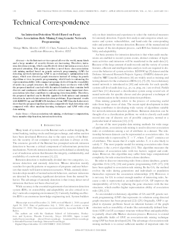 Pdf Technical Correspondence An Intrusion Detection Model Based On Fuzzy Class Association 