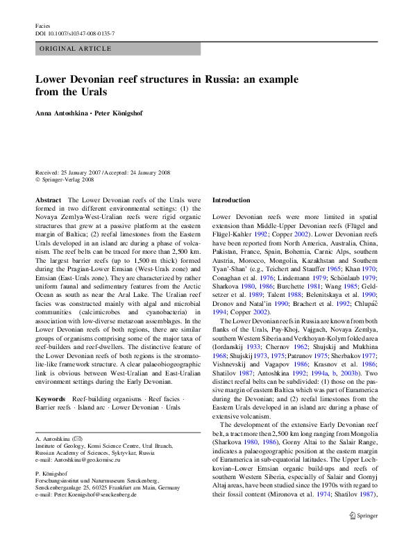 (PDF) Lower Devonian reef structures in Russia: an example from the Urals