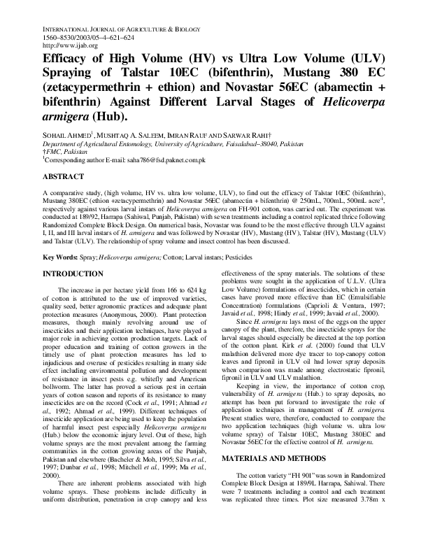 (PDF) Efficacy of High Volume (HV) vs Ultra Low Volume (ULV) Spraying ...