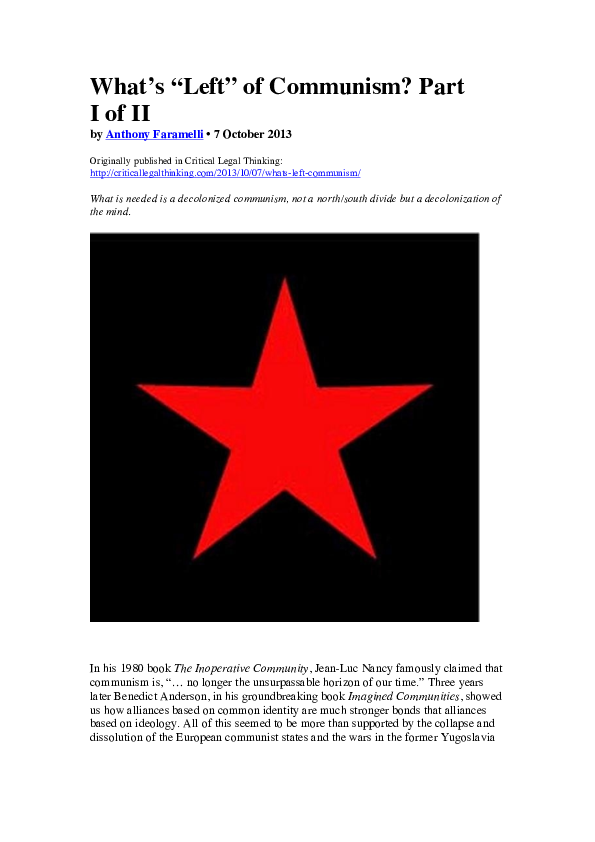 (PDF) What's "Left" of Communism? Part I of II - Originally published ...