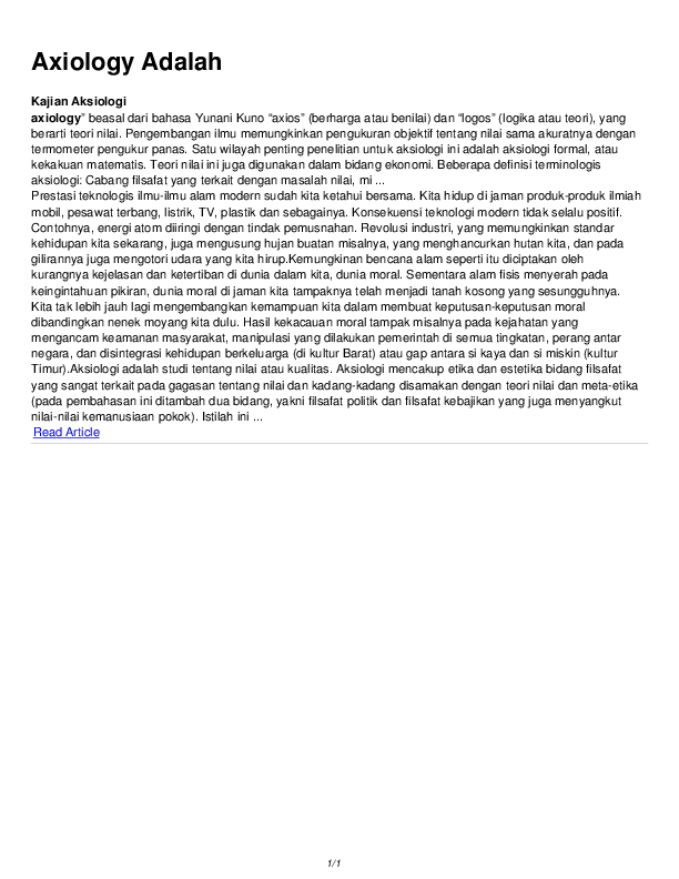 (PDF) Axiology Adalah
