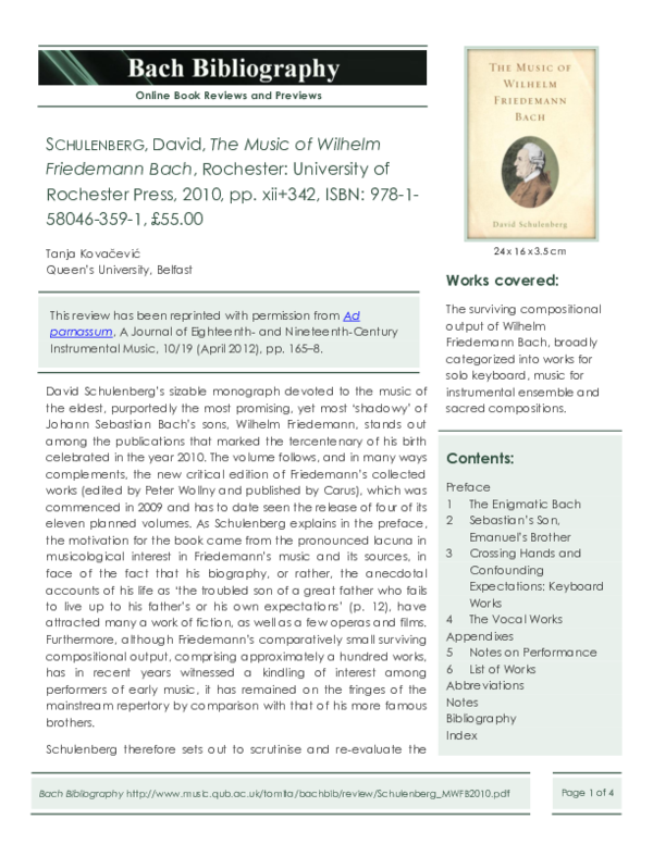 (PDF) David Schulenberg, The Music of Wilhelm Friedemann Bach